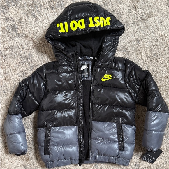 Nike | Jackets & Coats | Nike Black And Gray Hooded Winter Jacket With ...